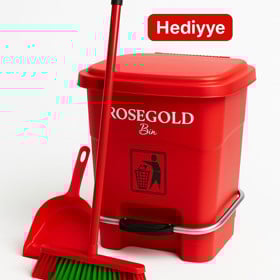 ᐈ Zibil qutusu ROSEGOLD PVC, 60 l, qırmızı + xəkandaz və süpürgə ...