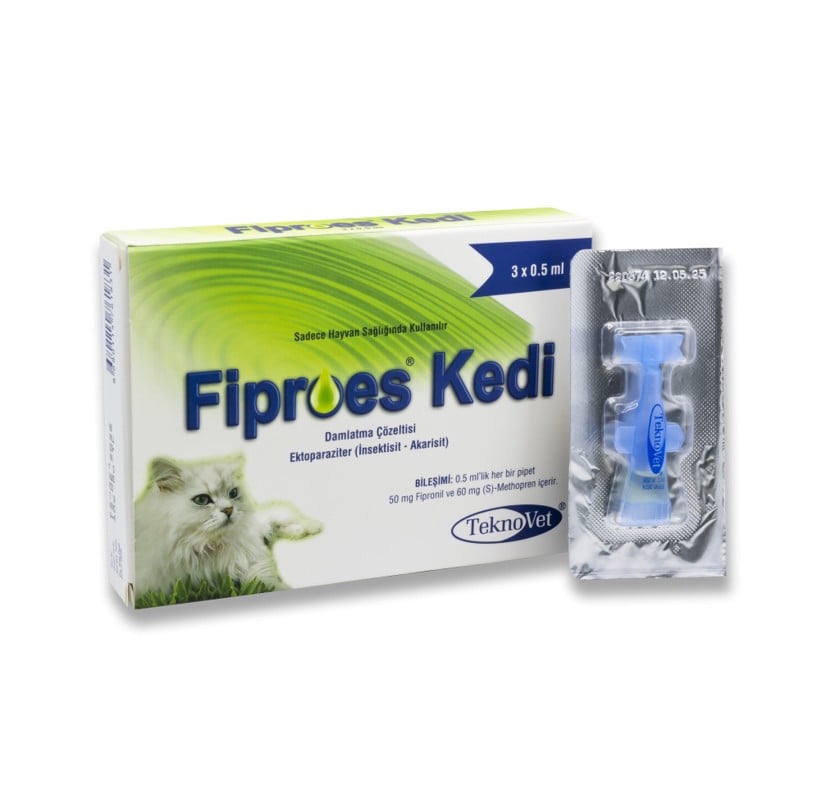 Капли Fiproes против клещей, блох, вшей и власоедов, для кошек, 3x0.5 ...