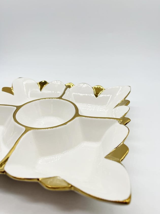 ᐈ Менажница Y171, керамика, белая/золотистая, 23 см - купить по ...