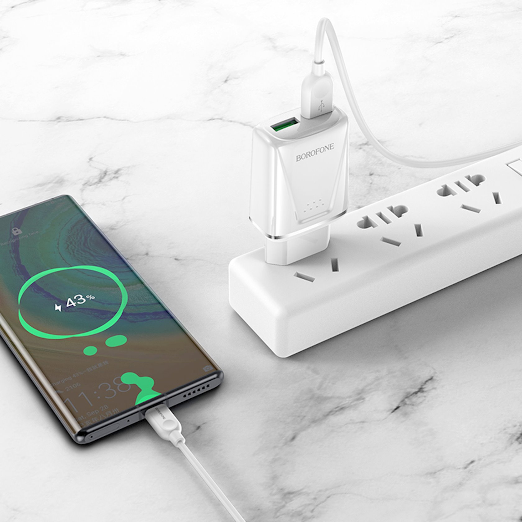 Сетевое зарядное устройство Borofone BA54A Wide Road 2 USB + Type-C 18 ...