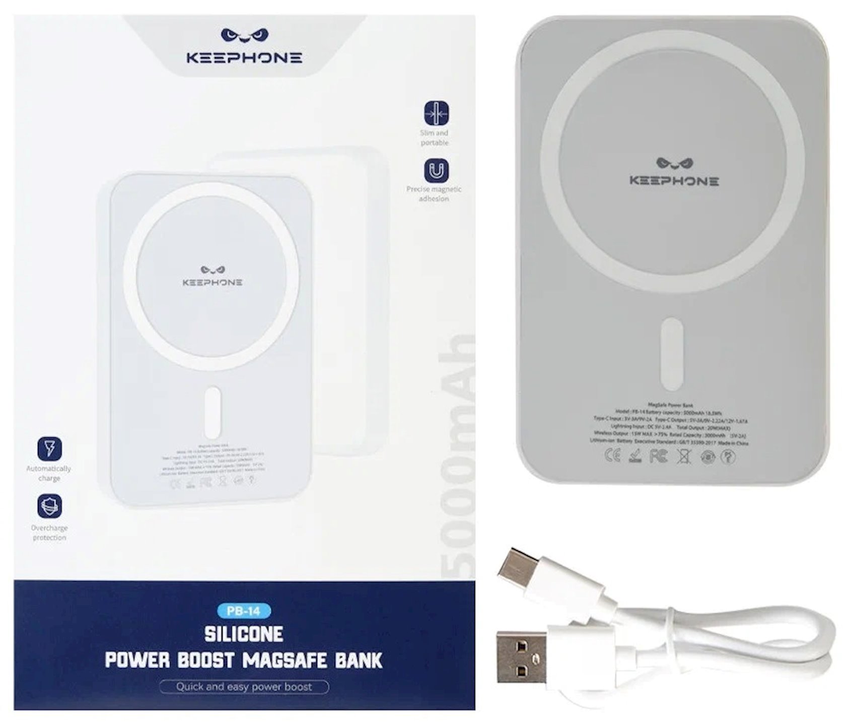 Внешний аккумулятор Keephone 5000 mAh MagSafe White - купить в Баку ...