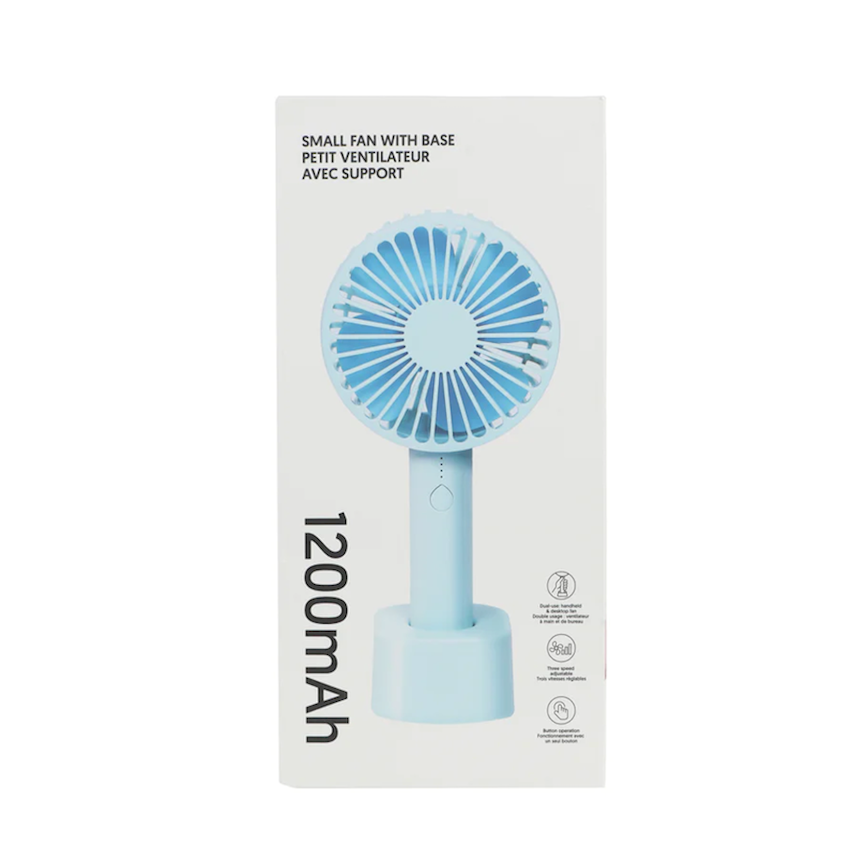Məişət ventilyatoru Miniso Handheld Small Fan with Base 1200 mAh, mavi ...