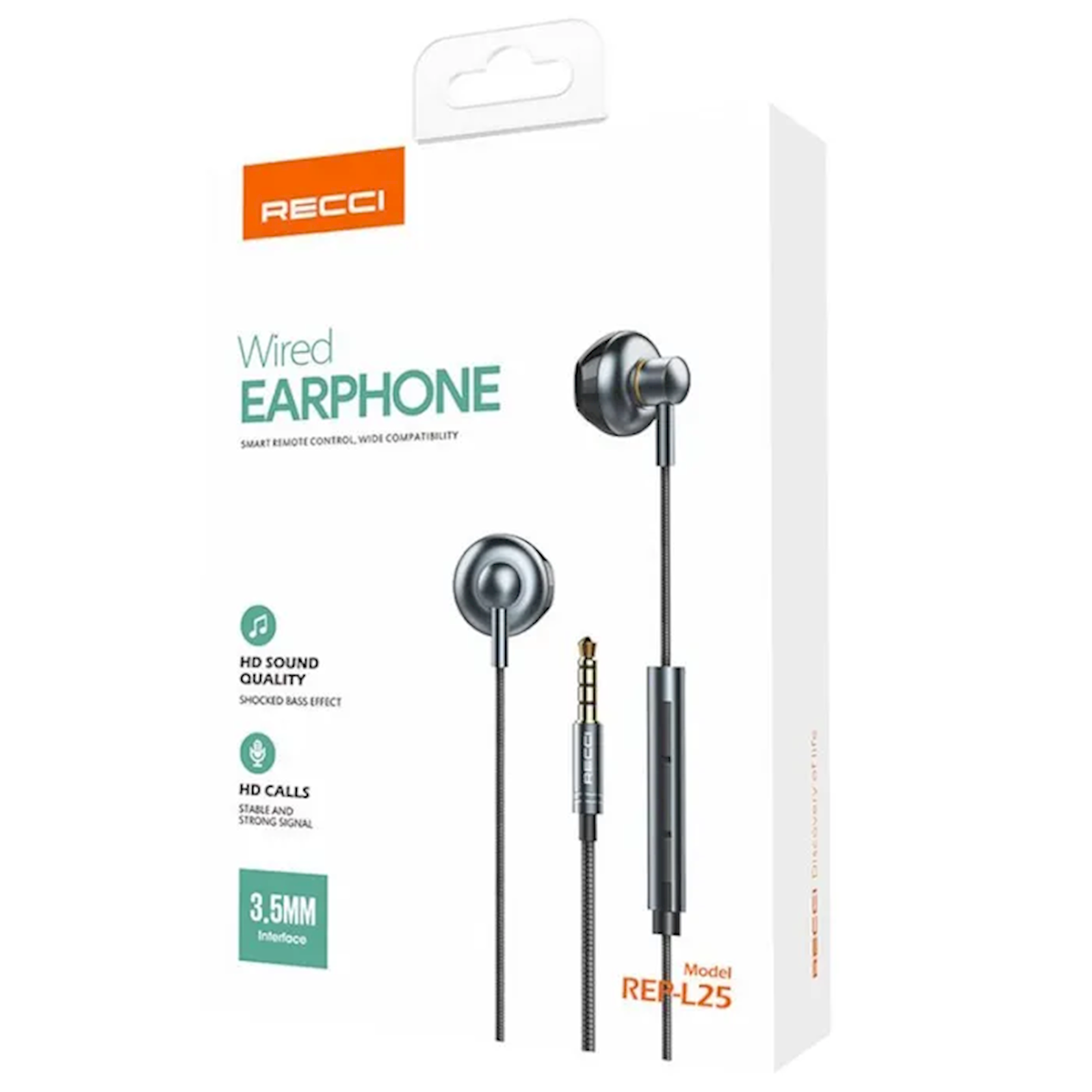 Проводные наушники Recci Metal Wired Earphone Hi-Fi Audio REP-L25 ...