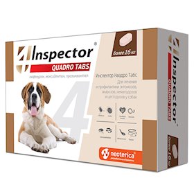 ᐈ Həb Inspector Quadro Tabs gənə, birə və helmintlərə qarşı, çəkisi 16 ...
