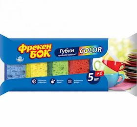 ᐈ Süngər dəsti "Фрекен Бок", 5+1 ədəd, 7x10x3 sm, porolon/abraziv ...