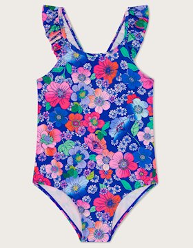 Слитный купальник для девочек Monsoon 516259, синий, полиэстер/эластан ...