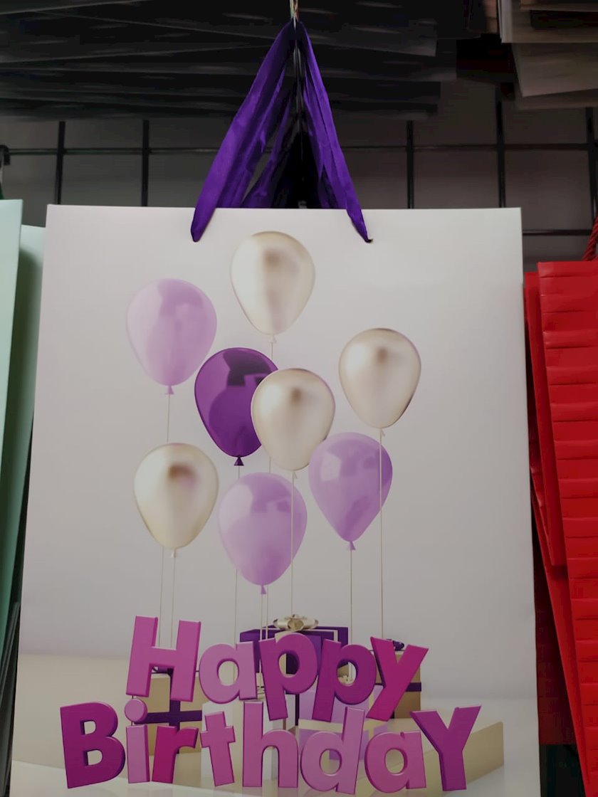 Подарочный пакет "Happy Birthday!",фиолетовый/бежевый - купить в Баку ...