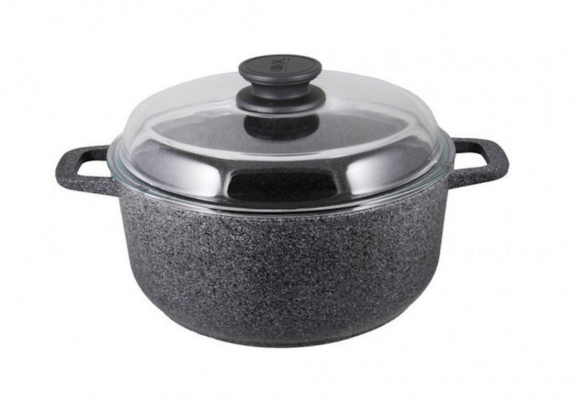 ᐈ İnduksiyalı qazan "Биол" Granite Gray K404IC yapışmayan örtük ilə ...