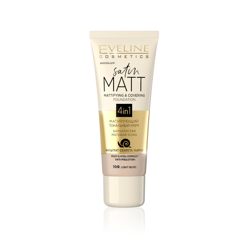Тональный крем Eveline Cosmetics Satin Matt №100 Light Beige, 30 мл ...