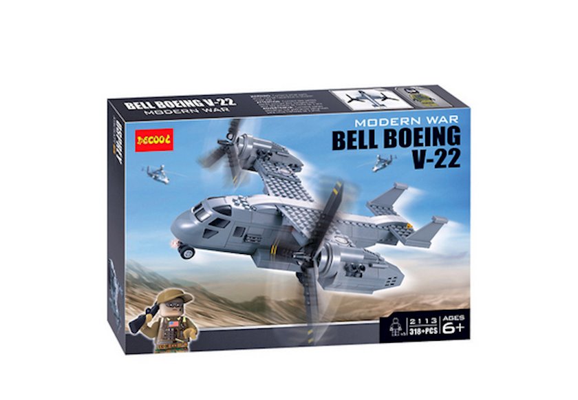 Конструктор Decool Modern War 2113 Bell Boeing V-22 Osprey Конвертоплан, 6+ лет, 318 элементов ...