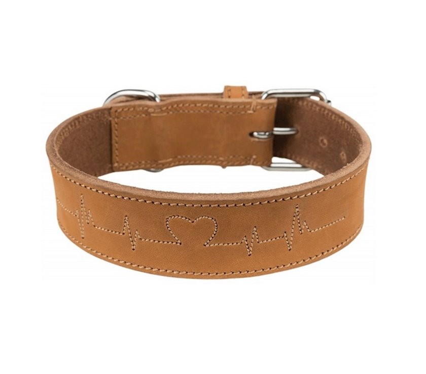 İtlər üçün boyunluq Trixie Rustic Heartbeat, təbii dəri, 47-55 sm ...