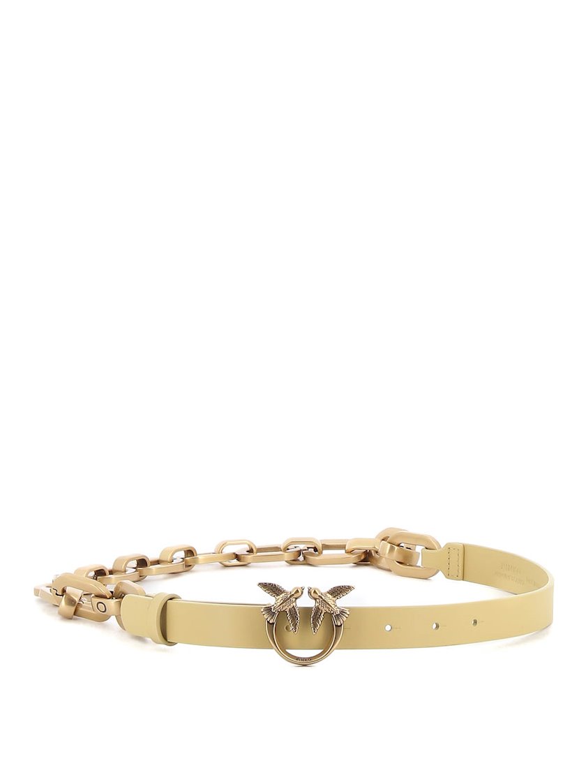 Женский ремень Pinko Love Day Macro Chain belt, кожаный, бежевый, L ...
