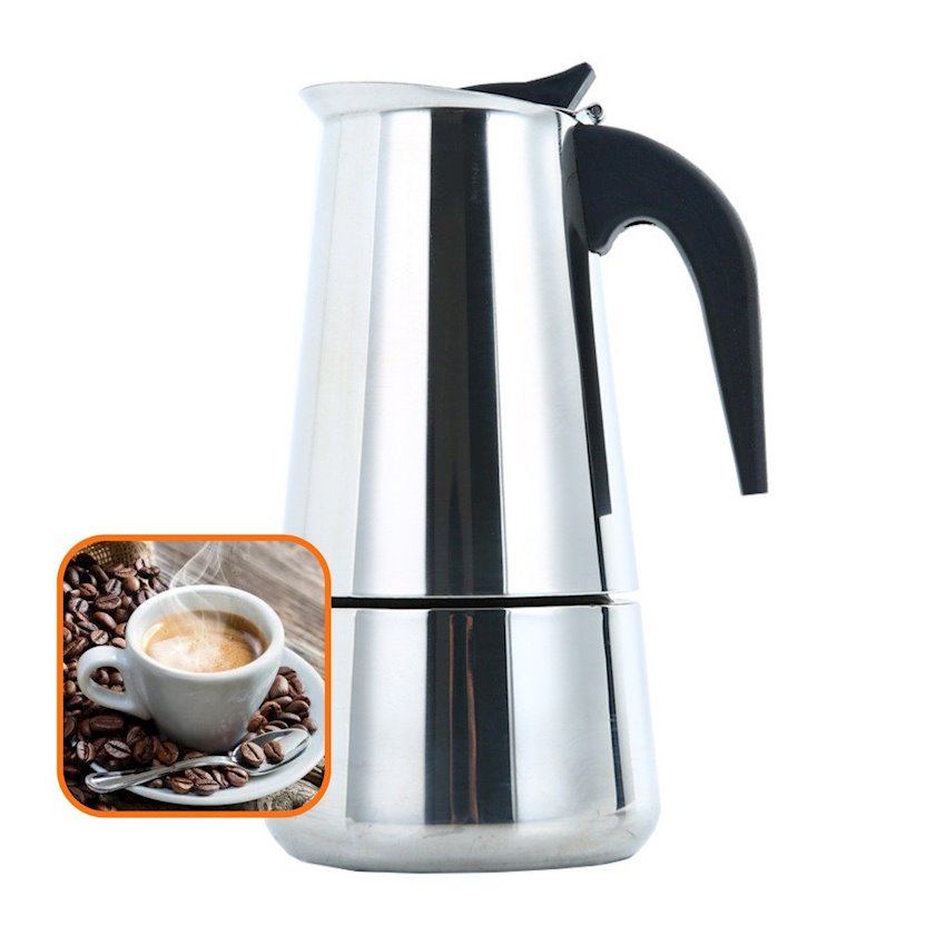 Qeyzer qəhvə bişiricisi SS206, 210 ml, 4 nəfərlik, paslanmayan polad ...