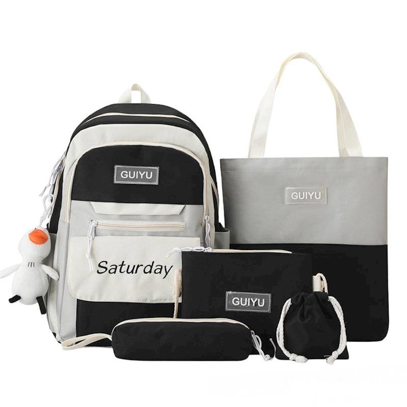 Məktəbli bel çantası 3-ü 1-də Guiyubag polyester, qadın, qara/boz ...