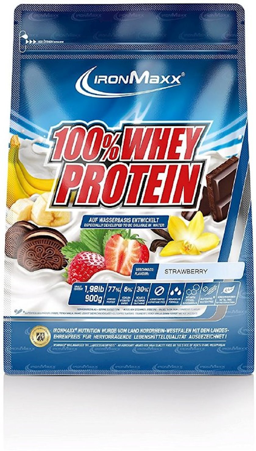 ᐈ Protein IronMaxx 100% Whey Protein Strawberry, 900 q - qiymeti və ...
