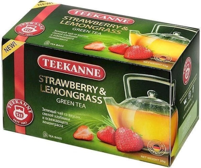 Чай пакетированный Teekanne Strawberry & Lemongrass Green Tea, 20 шт ...