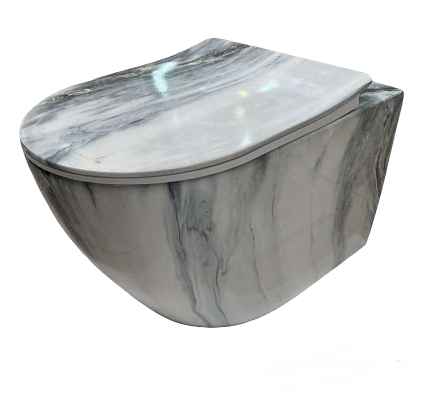 ᐈ Asma unitaz OV1001 keramika, oval, vakuum qapaq, antibakterial, rəng ...