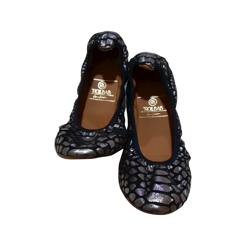 Qadınlar üçün yumru burun baletkalar Rollbab CL211, qara, təbii dəri ...