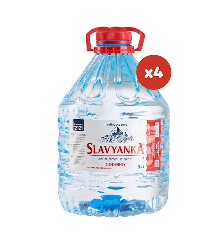 ᐈ İçməli su Slavyanka plastik butulkada, 3 l, 4 əd - qiymeti və satışı ...