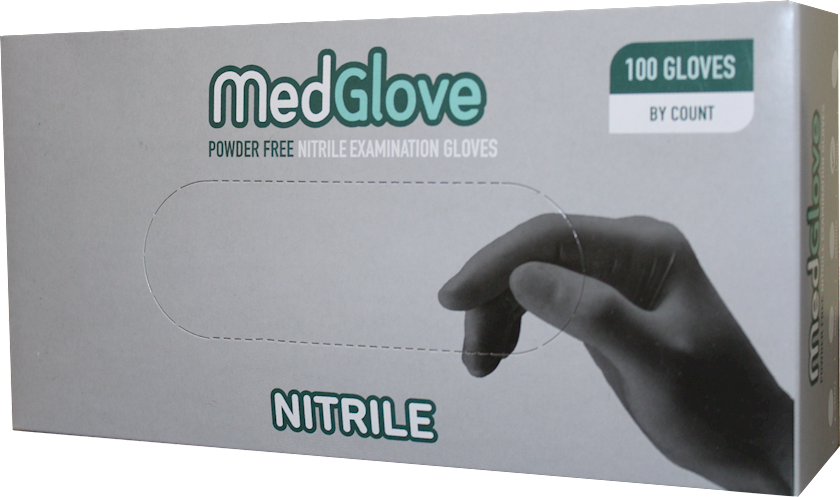 Перчатки медицинские MedGlove нитриловые, без пудры, черные, размер M ...