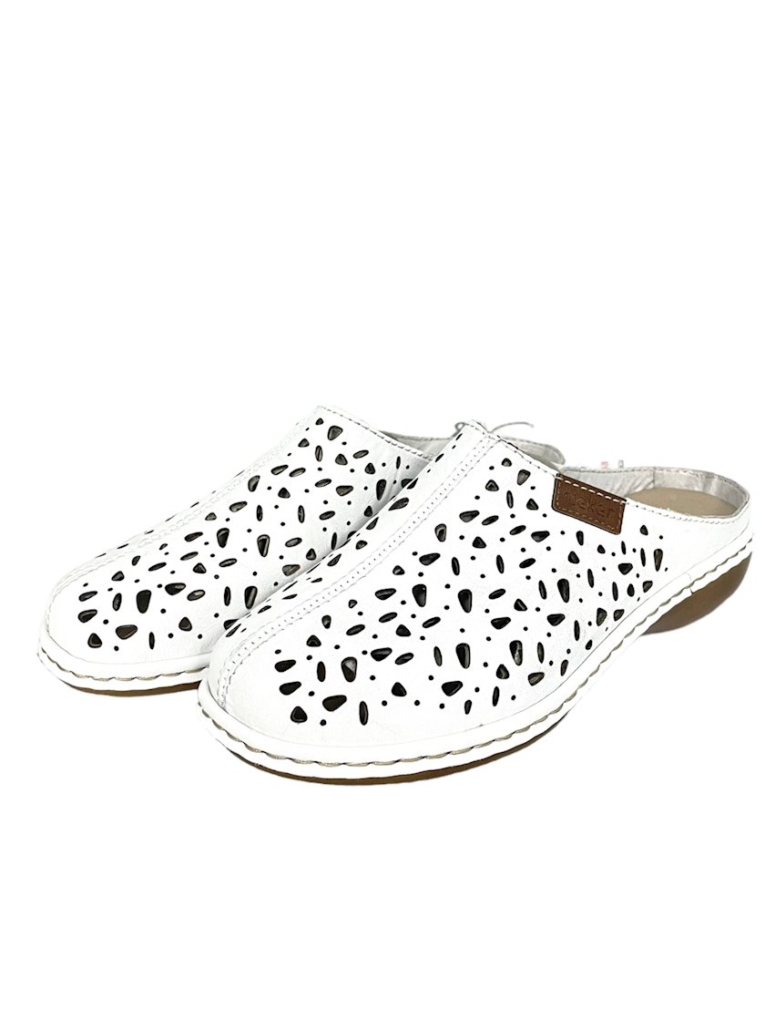 Сабо женские Rieker 65996-80, белый, натуральная кожа, размер 39 ...