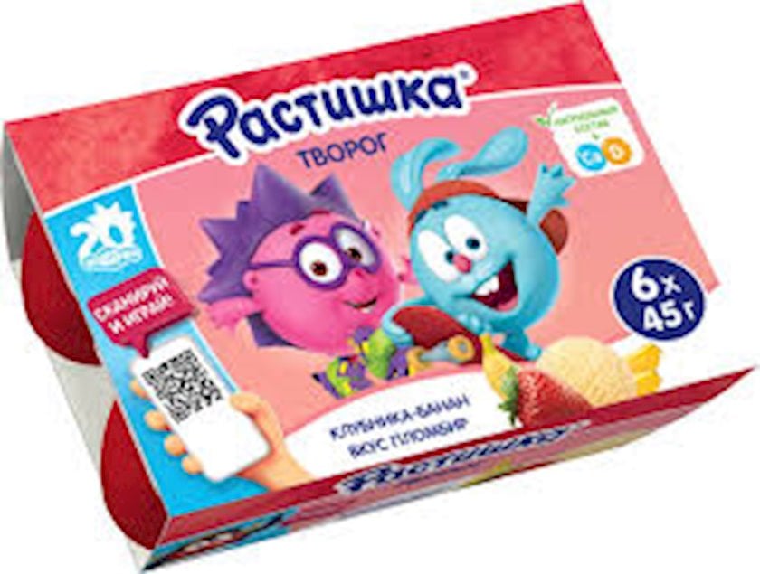 Творог Растишка Клубника, Банан, Пломбир 45 г x 6 шт - купить в Баку ...