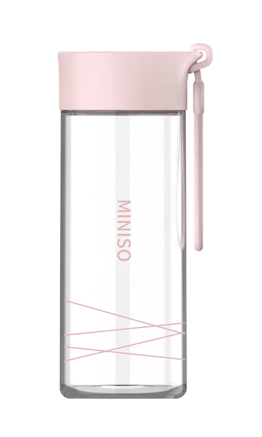 ᐈ Бутылка Miniso High Borosilicate Glass Bottle with Handle Pink 300 мл ...