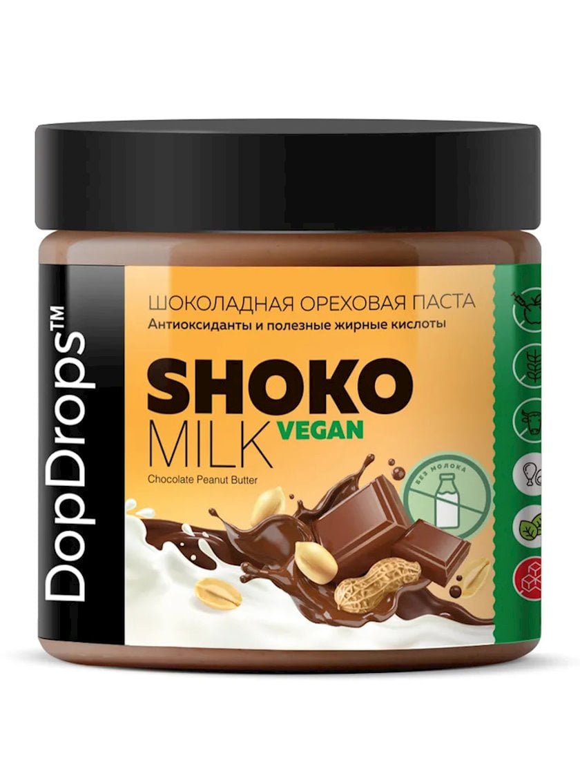 Fıstıq pastası Dopdrops Peanut Butter Shoko Milk Vegan, 500 q - Qiymeti ...