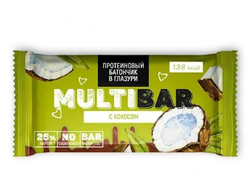 Protein baton qutusu Multibar Protein Bar Coconut, 40 q, 20 əd - Bakıda almaq. Qiymət, icmal ...
