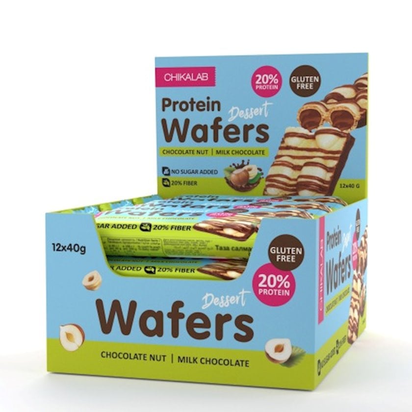 Коробка протеиновых батончиков Chikalab Protein Wafer Chocolate, 40 г ...