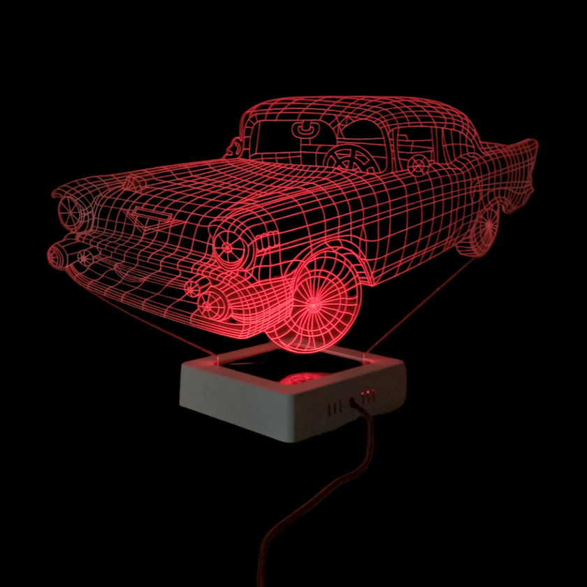 3D лампа 3d lights Классическая Машина, красный, 19х32 см - купить в ...