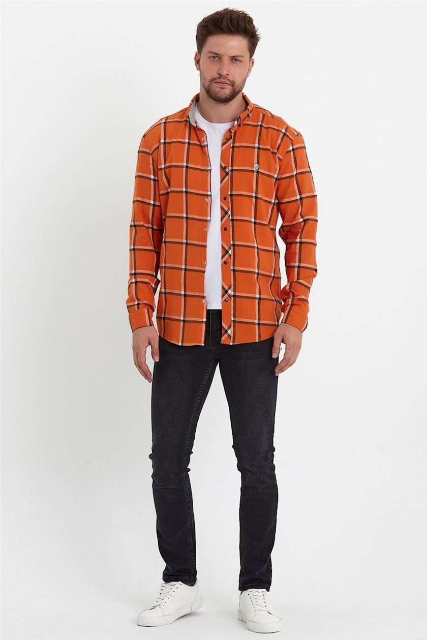 Kişilər üçün uzunqol köynək Moda Arpol 041-23YE4096, narıncı, pambıq ...