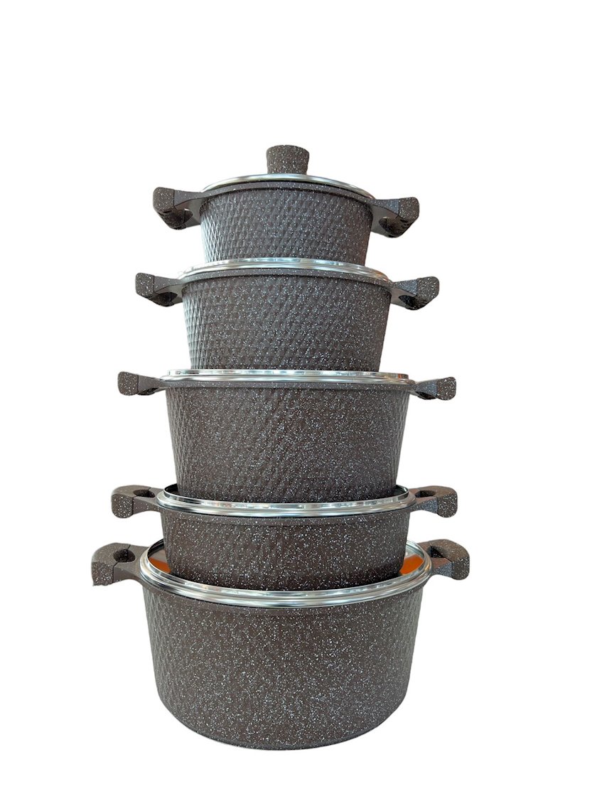 Qazan dəsti Jio ZGH_00099, qranit, qəhvəyi, 10 parça - Qiymeti, Bakıda ...