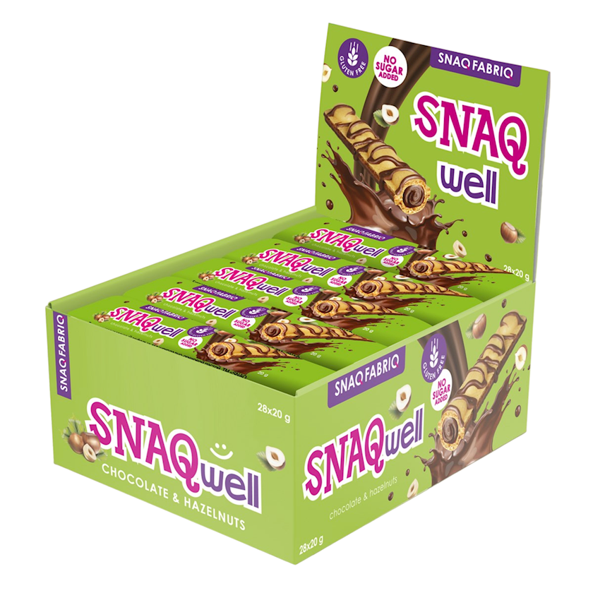 Вафельные батончики без сахара Snaq Fabriq Snaqwell, шоколадно-ореховая ...