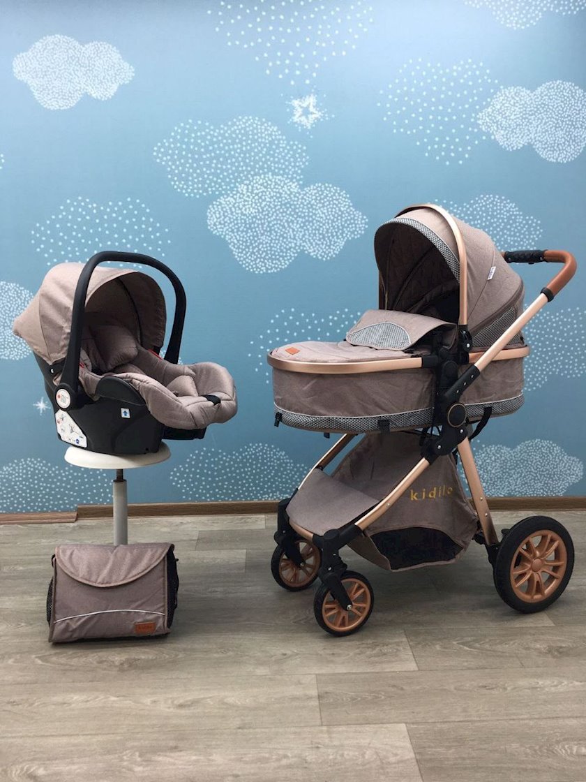 Детская коляска 3в1 Kidilo V91C3, коричневая - купить в Баку. Цена ...