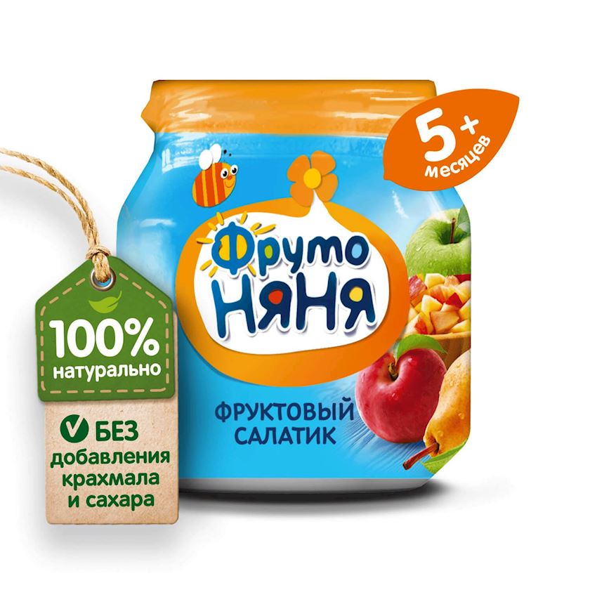 ᐈ Püre ФрутоНяня Meyvə salatı: alma, armud, şaftalı, 100 q, 5 aydan ...