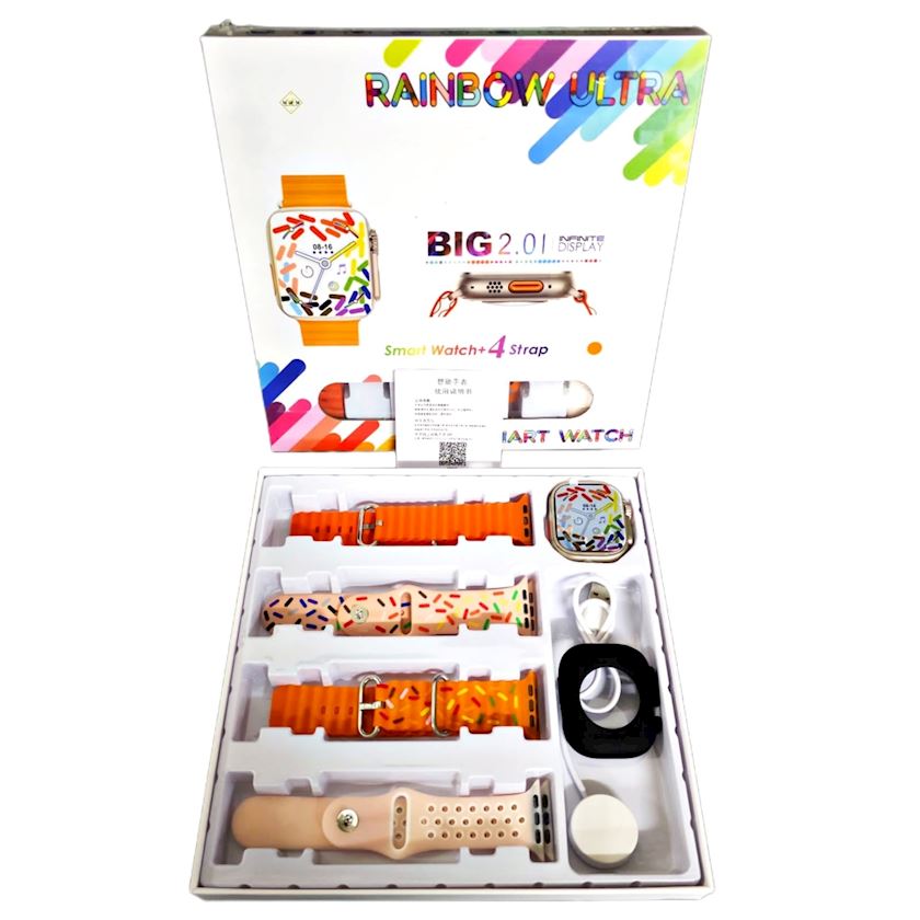 Ağıllı saat Smart Watch Rainbow Sports Ultra 4 in 1 Orange - Qiymeti ...