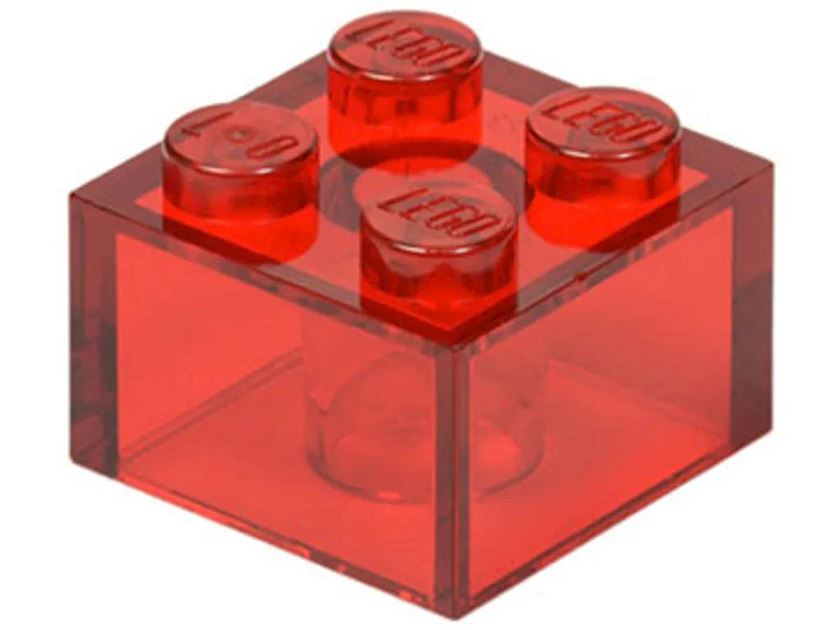 Konstruktor aksessuarları Lego 2x2 brick transparent red (Trans red) 25 ...