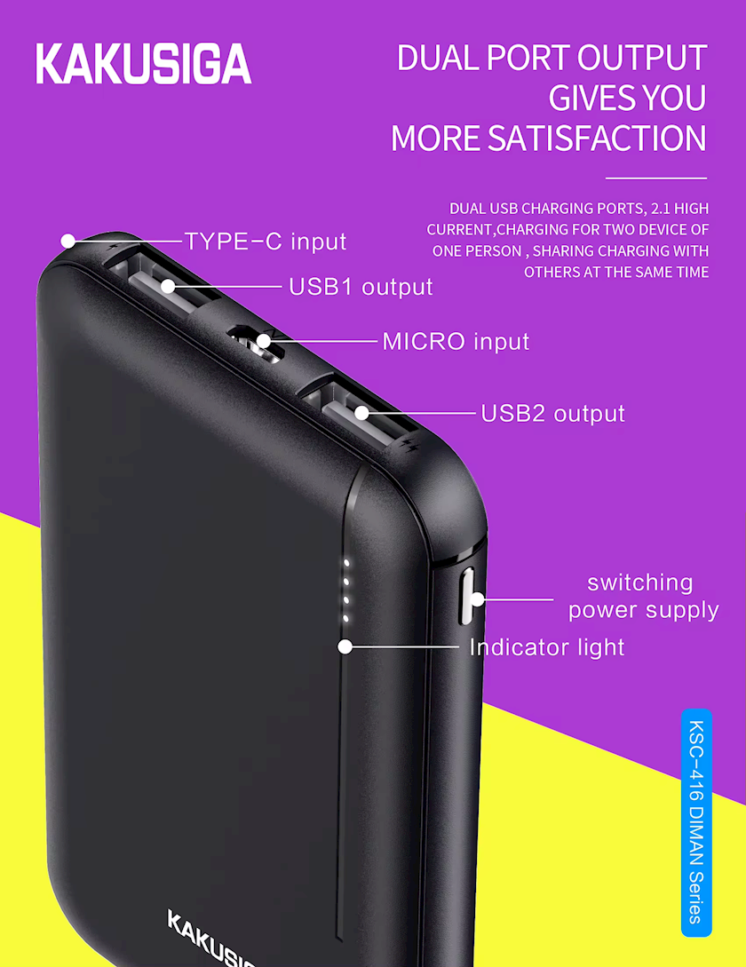 ᐈ Xarici akkumulyator Kakusiga KSC-416 5000mAh White - qiymeti və ...