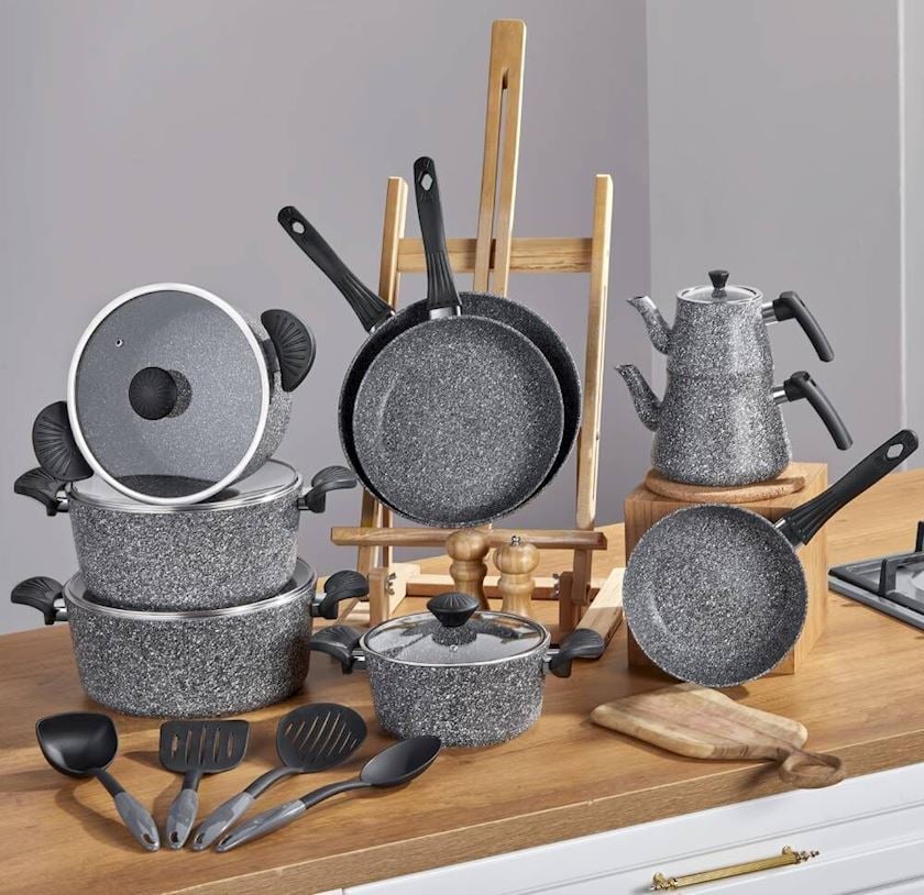 ᐈ Qab-qacaq dəsti TAC Mastercook Mega 4962, boz, 18 parça - qiymeti və ...