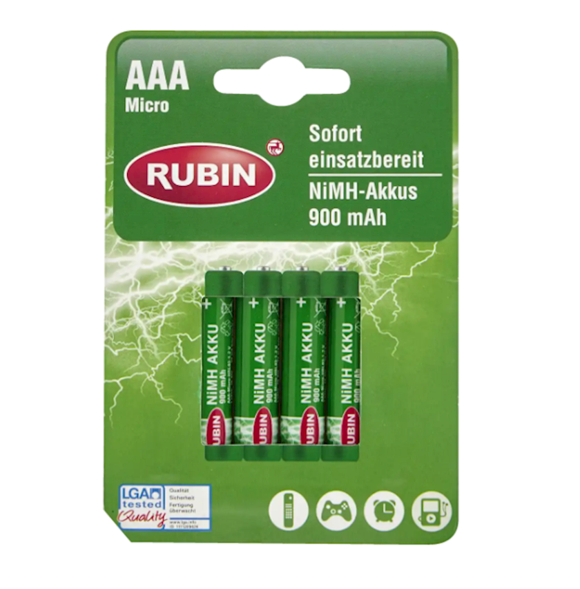 ᐈ Batareyalar Rubin AAA Micro HRL03 NiMH Akkus, 4 əd - qiymeti və ...