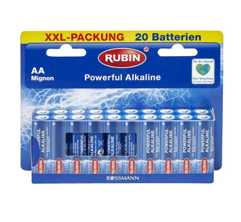 Batareyalar Rubin AA Mignon Powerful Alkaline 20 əd - Qiymeti, Bakıda ...