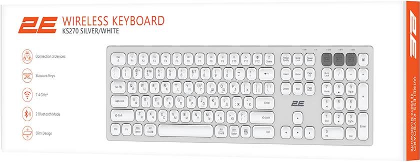 ᐈ Клавиатура 2E KS270 WL/BT Silver/White - купить по выгодной цене | ️ ...